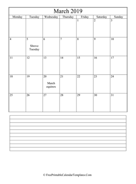 March 2019 Calendar Templates | FreePrintableCalendarTemplates.Com