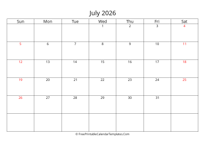 Free Printable Calendar Templates 2026, 2027